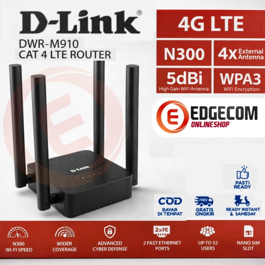 Jual D-LINK DWR-M910 WIRELESS ROUTER N300 LTE 4G WAN Modem Router Sim ...