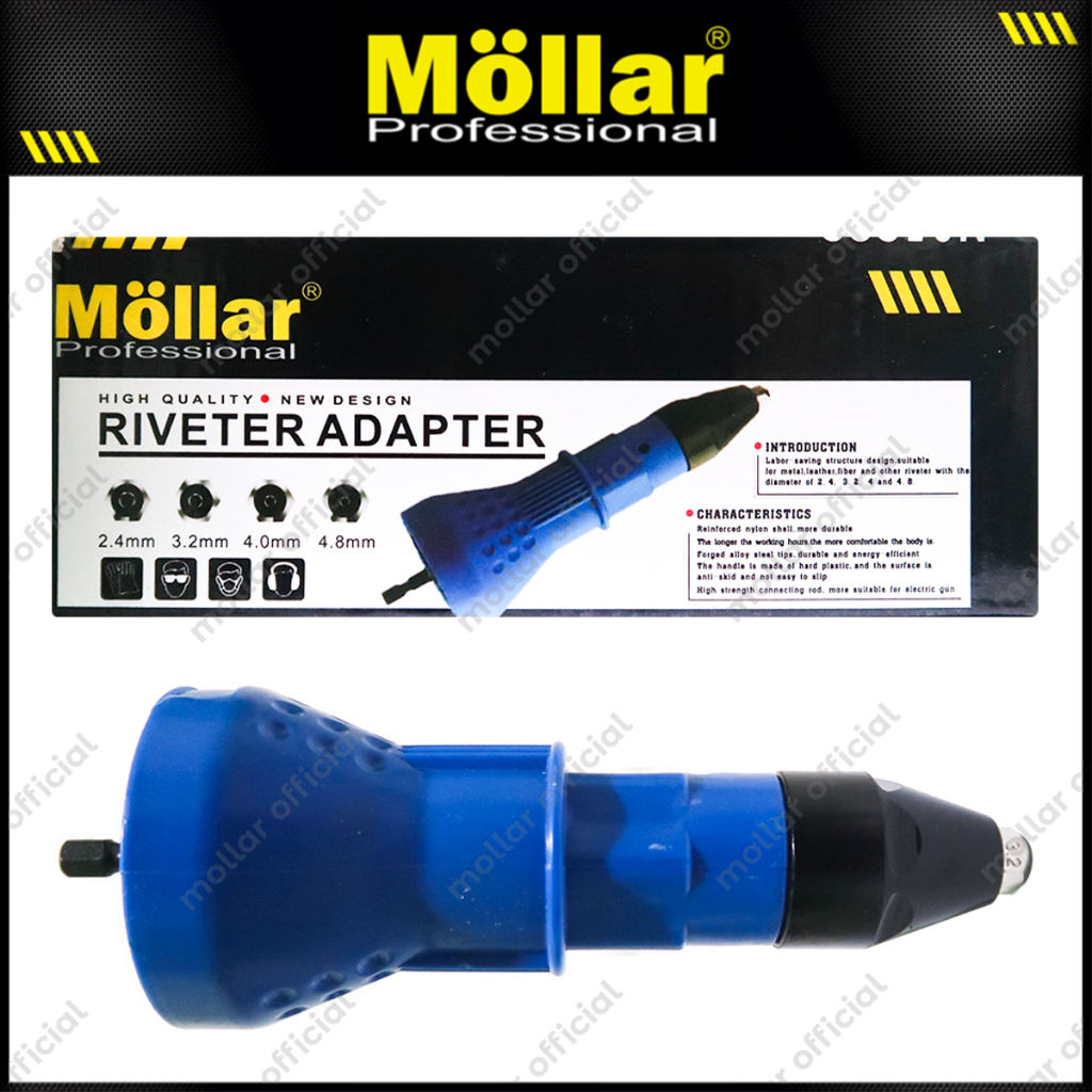 Jual MOLLAR Adaptor Mata Bor Paku Rivet ke Mesin Bor Riveter Adapter ...