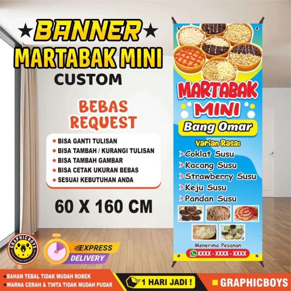 Jual Spanduk Martabak Mini Custom Ukuran 60 X 160 cm Model Standing ...