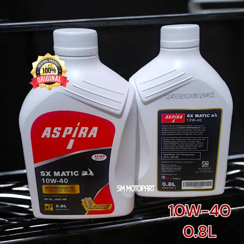 Jual OLI MESIN MOTOR MATIC 10W-40 ASPIRA OIL 0.8L | Shopee Indonesia