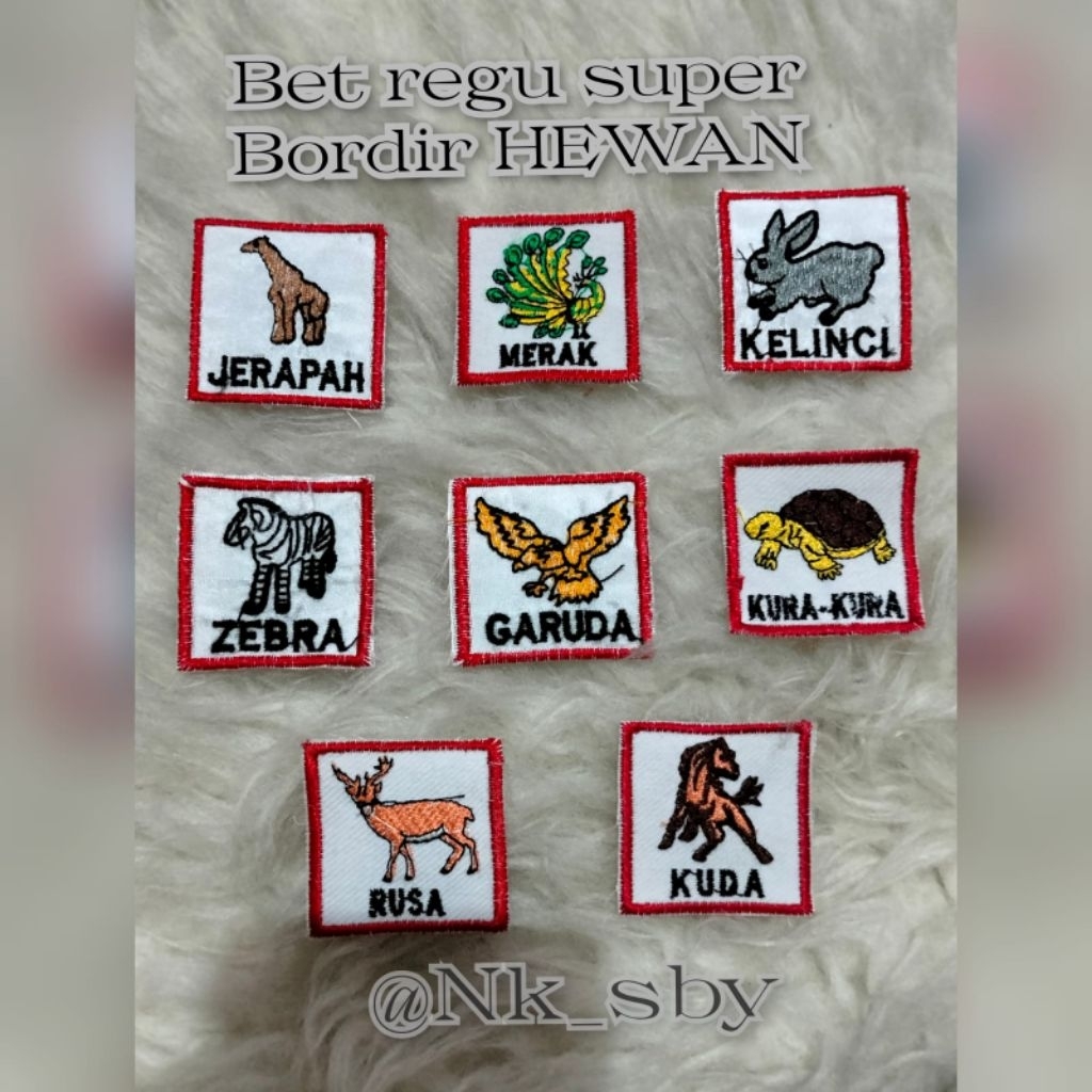 Jual BET / BADGE REGU PRAMUKA BORDIR SUPER Nama Nama HEWAN ( Harga 1 ...