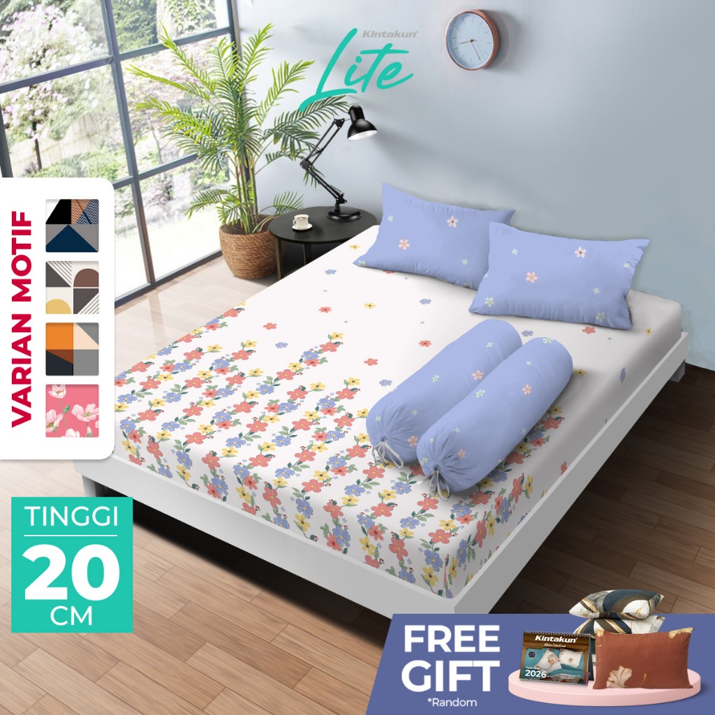 Jual Kintakun Lite Sprei Set 180x200 King Fitted Minimalis Bunga ...