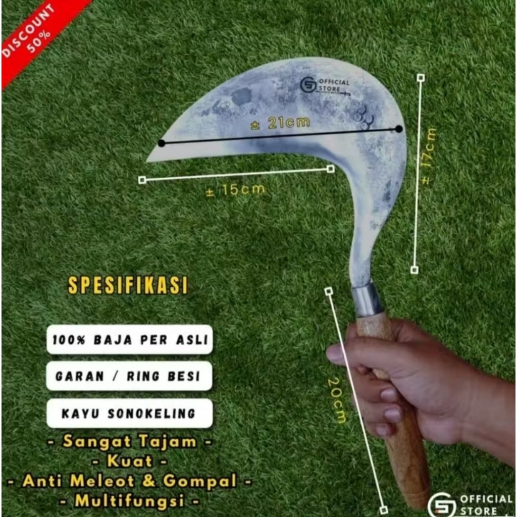 Jual Arit Rumput Super Tajam Asli Baja Berkualitas Siap Pakai | Shopee ...