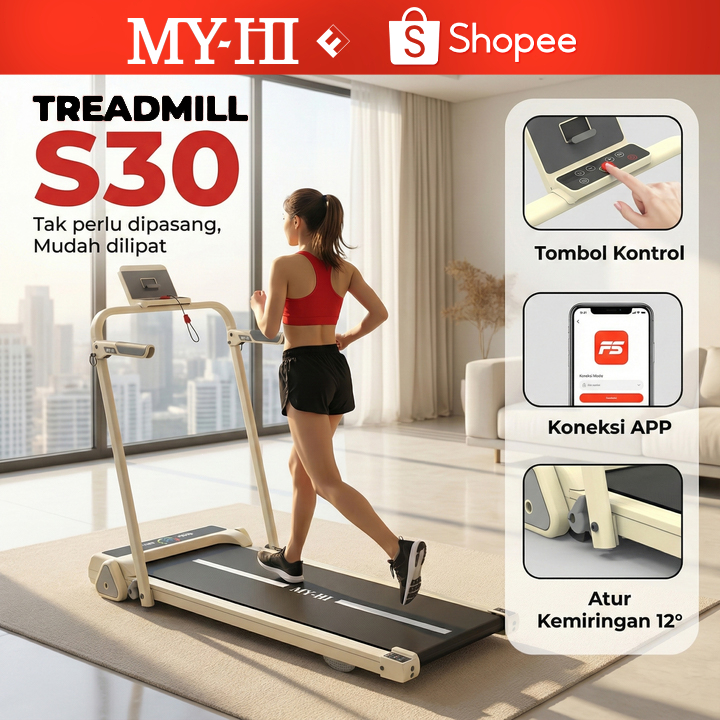 Jual MY-HI S30 Treadmill Running 16KM Treadmill Electric Low Watt ...