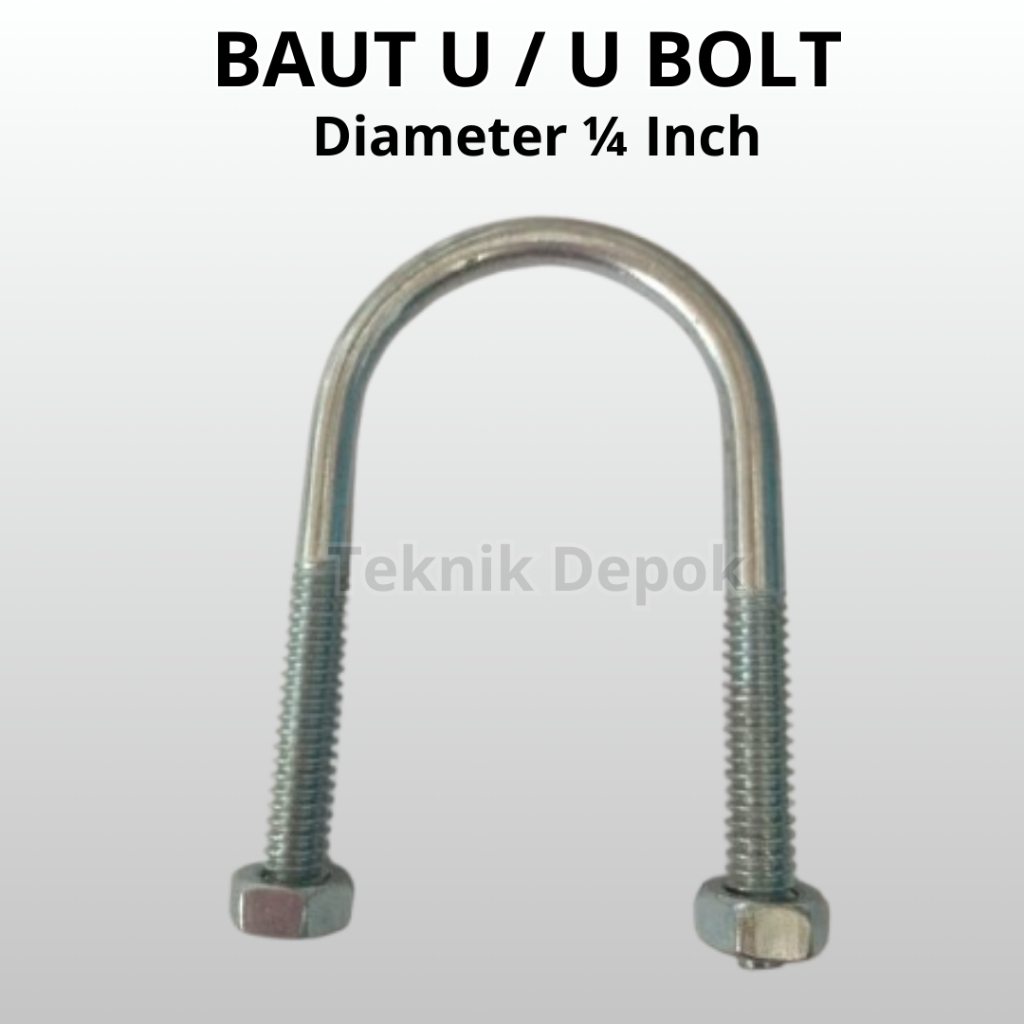 Jual Perbuah Baut U 1/4 x 3/4 inch Galvanis Klem Pengencang Pipa 2 Mur ...