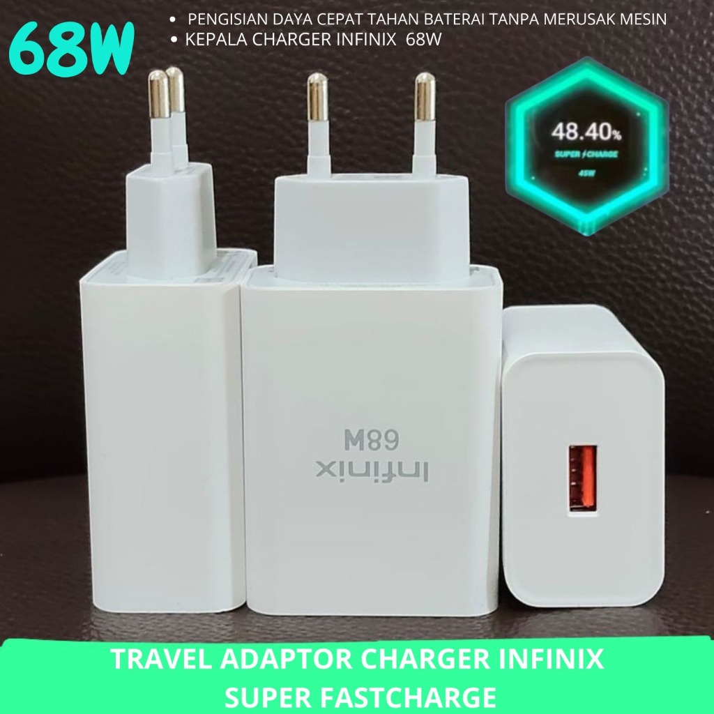 Jual kepala Charger Infinix 68W all round / travel adaptor casan ...