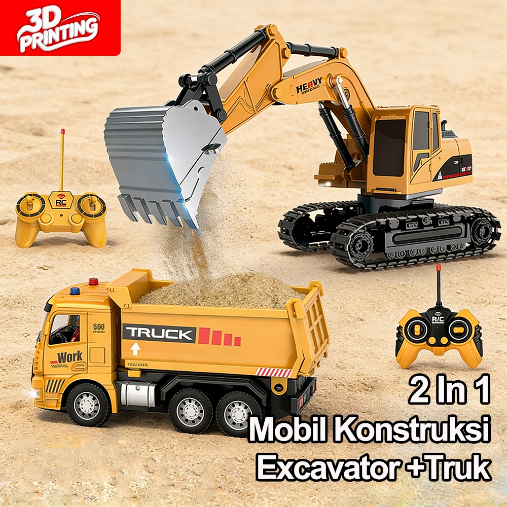 Jual 2 In 1 Mobil Konstruksi 6CH Excavator Remote Control+Dump Truk ...