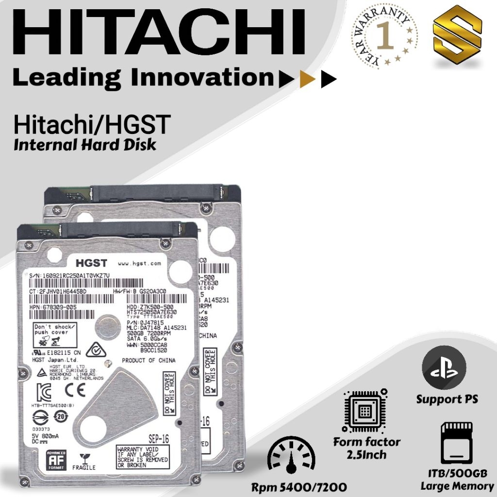Jual Hardisk Laptop 500GB/ 320GB HGST HITACHI Rpm 7200 Slim 2.5" Sata ...