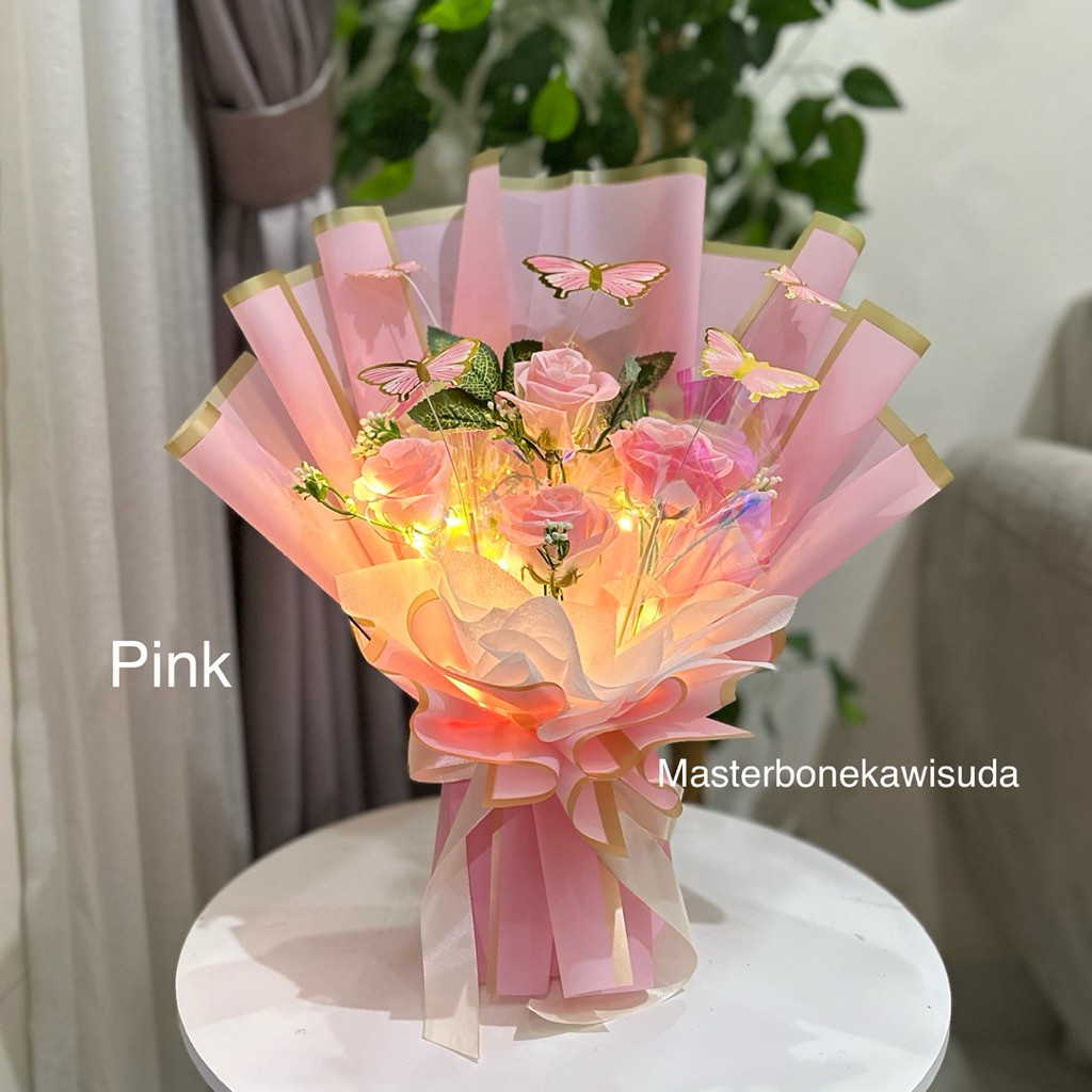 Jual Model 1 BUKET BUNGA MAWAR KUNCUP + KUPU KUPU HOLOGRAM ...