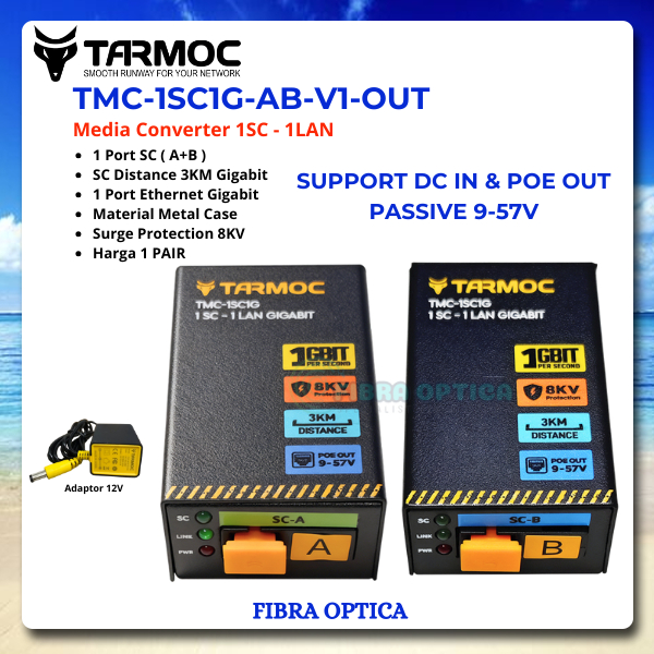 Jual Tarmoc TMC-1SC1G-P-V1-OUT | Media Converter 1FO 1LAN / 1 FO 1 LAN ...