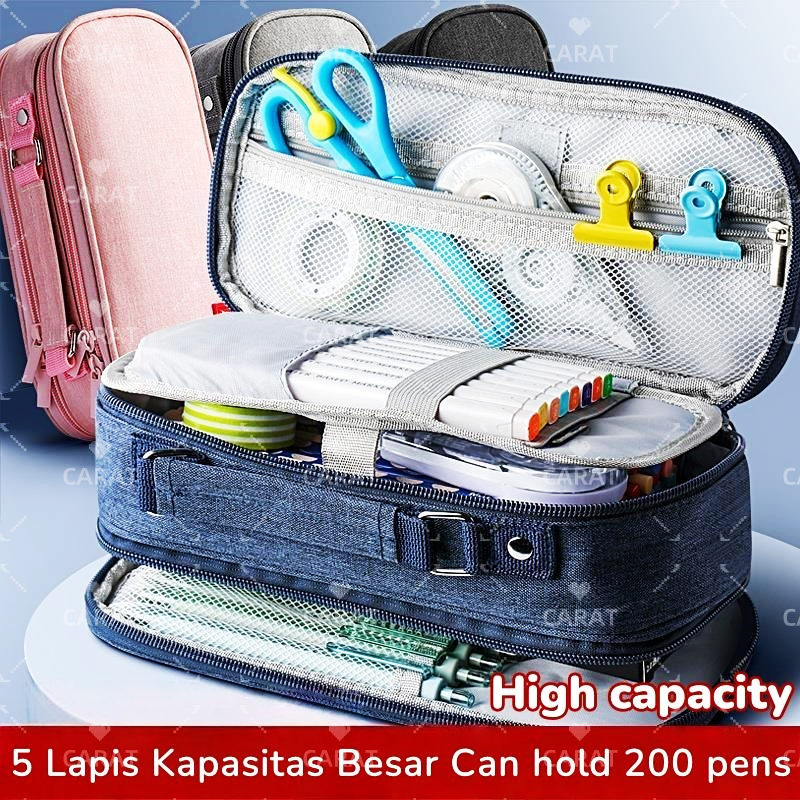 Jual CARAT Tas Pensil Jumbo Double Layer Kapasitas Besar 6 Ruang ...
