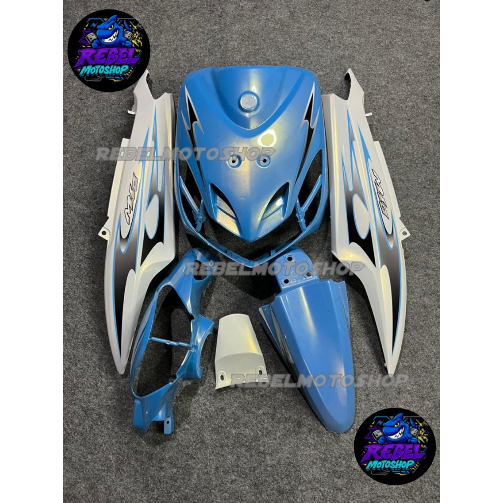 Jual Cover full body halus Yamaha mio smile warna blue ice body putih ...