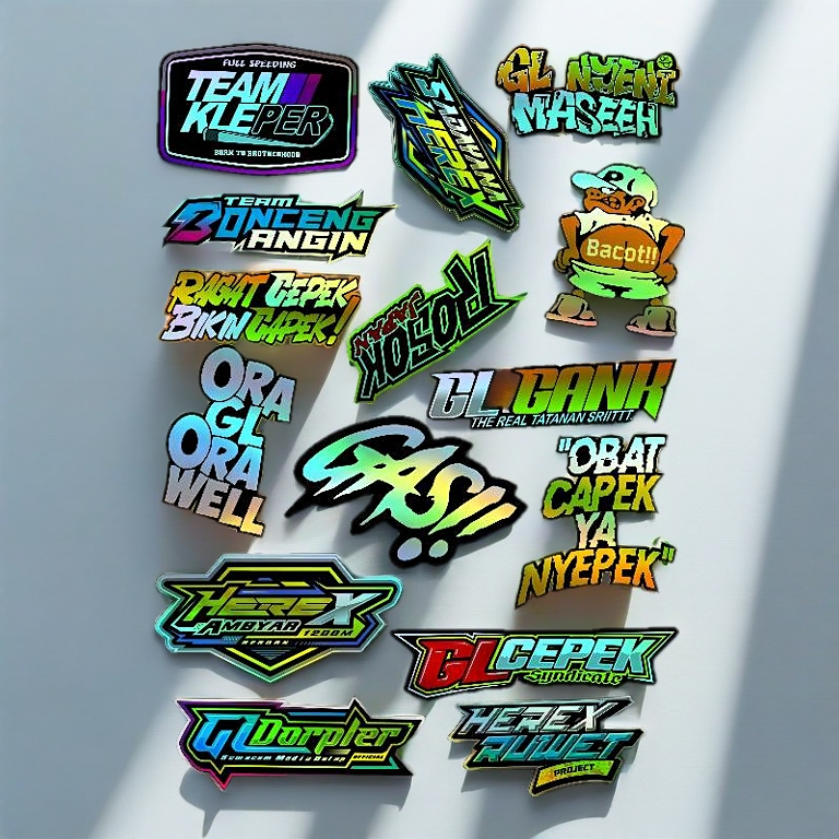 Jual Stiker Pack 15 Pcs Vinyl Anti Air Hologram R.13 GL NYENI MASEH ...