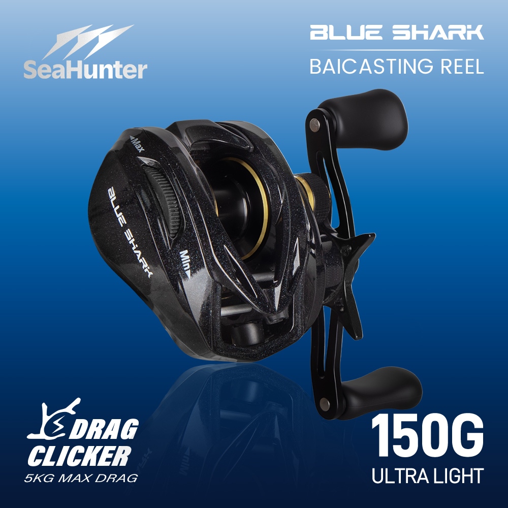 Jual [OFFICIAL] SeaHunter Blue Shark BC Reel Pancing Baitcasting, Drag ...