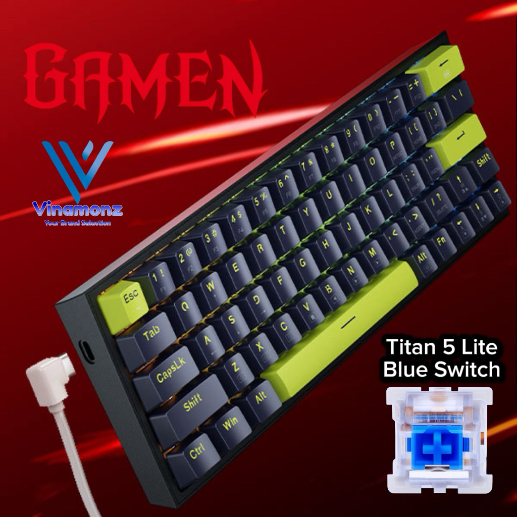 Jual GAMEN TITAN 5 LITE Mechanical Keyboard – 63 Keys No LED | Red ...