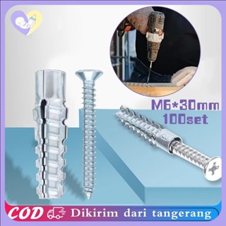 Jual [COD] 100set M6x30 Angkur Baut Tembok Sekrup Wall Anchor Tembok ...