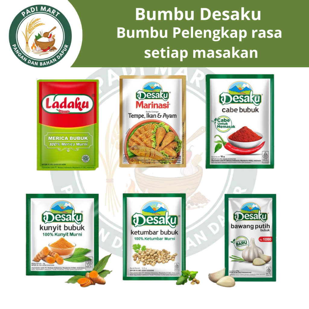 Jual Paket Bumbu Dapur Lengkap Desaku dan Ladaku Isi 6 Varian | Kunyit ...