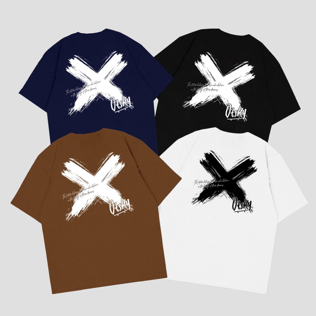 Jual Otsky Kaos Pria Logo Cross (X) Cotton 24s X DT317BL | Shopee Indonesia