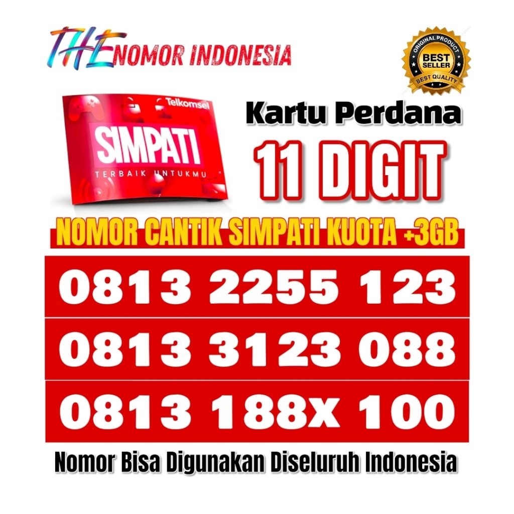 Jual Nomor Cantik Telkomsel Simpati 11 Digit/ 11 Angka 4G/5G/LTE Seri ...