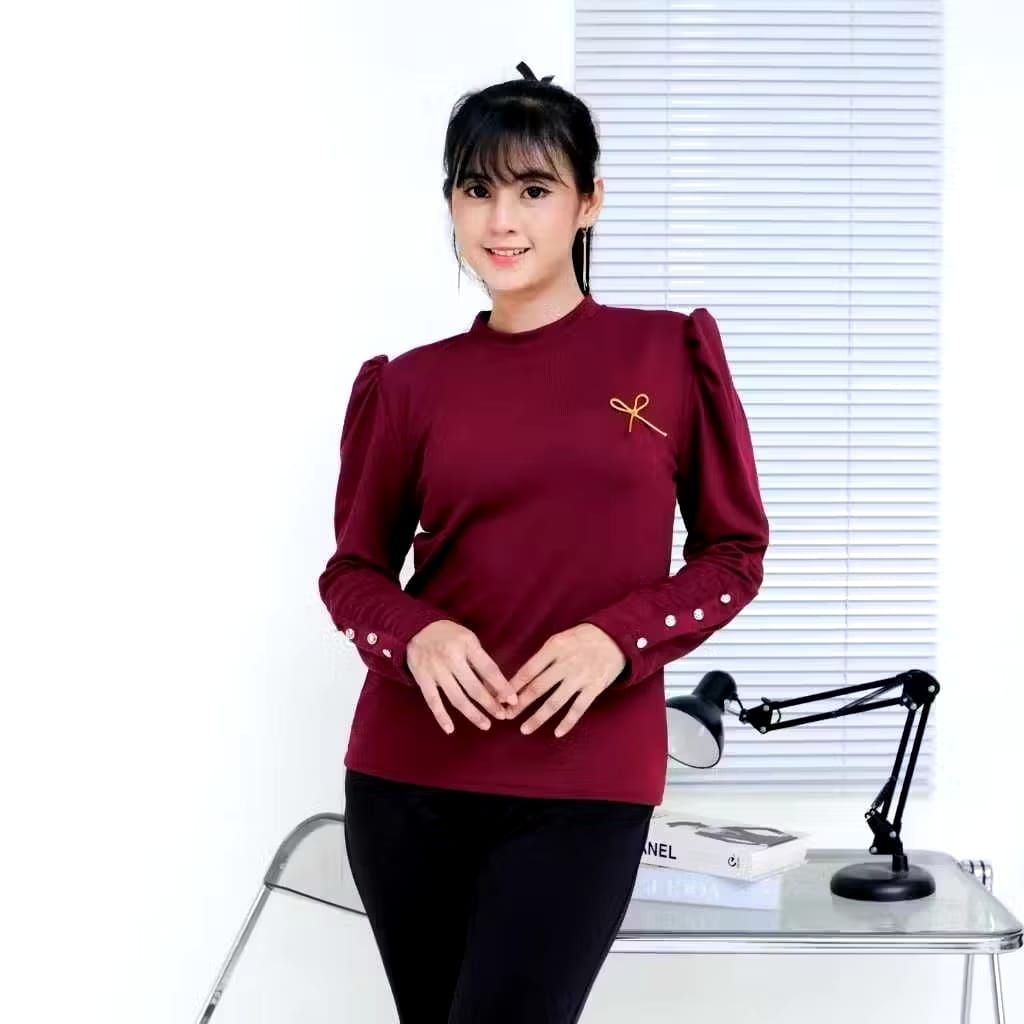 Jual Atasan Blouse Kaos Kancing Inara Knit Rib Melar Wanita Terbaru ...