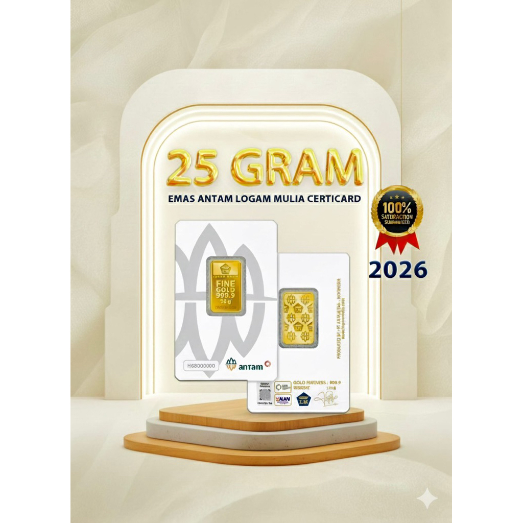 Jual Emas antam logam mulia 25gr tahun 2026 certieye full invoice ...