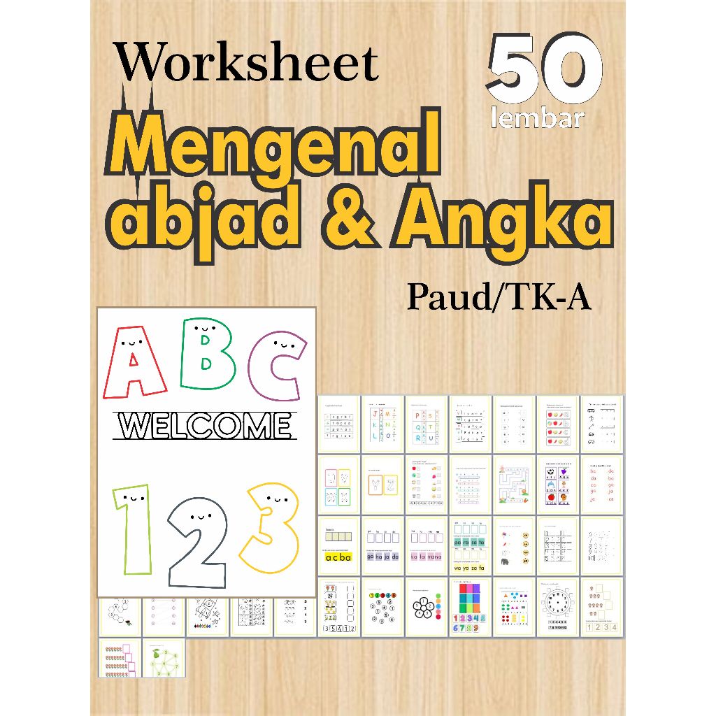 Jual Worksheet mengenal Huruf dan angka untuk anak PAUD/ TK-A | Shopee ...