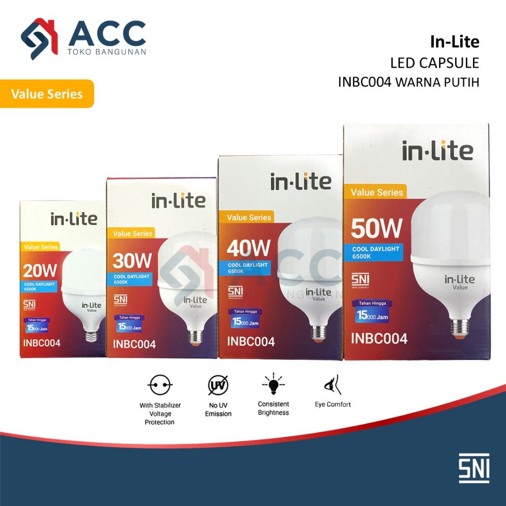 Jual INLITE INBC004 LAMPU LED CAPSULE VALUE SERIES 10W 20W 30W 40W 50W ...