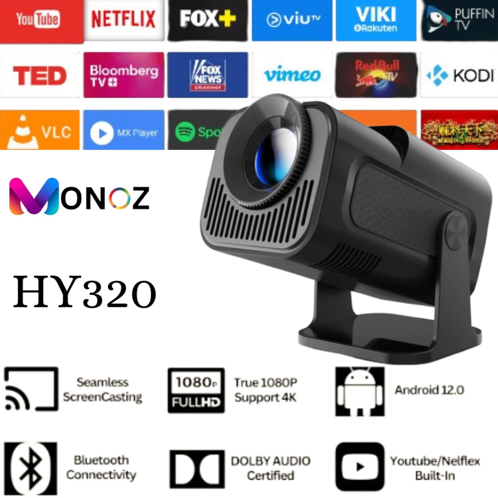 Jual MONOZ HY300 Mini Projector with WiFi and Bluetooth Built-in Apps ...