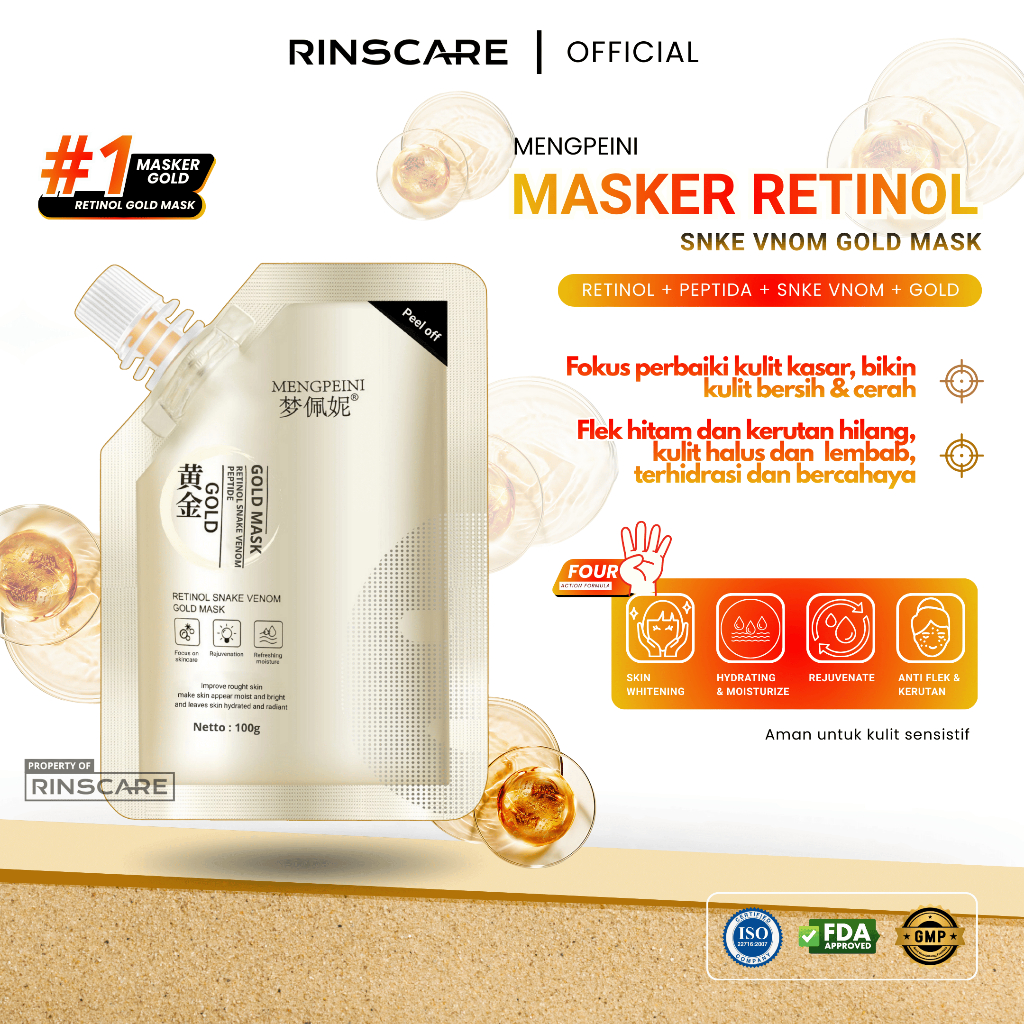 Jual [ MASKER MENGPEINI GOLD ] MENGPEINI Retinol Snake Venom Gold Mask ...