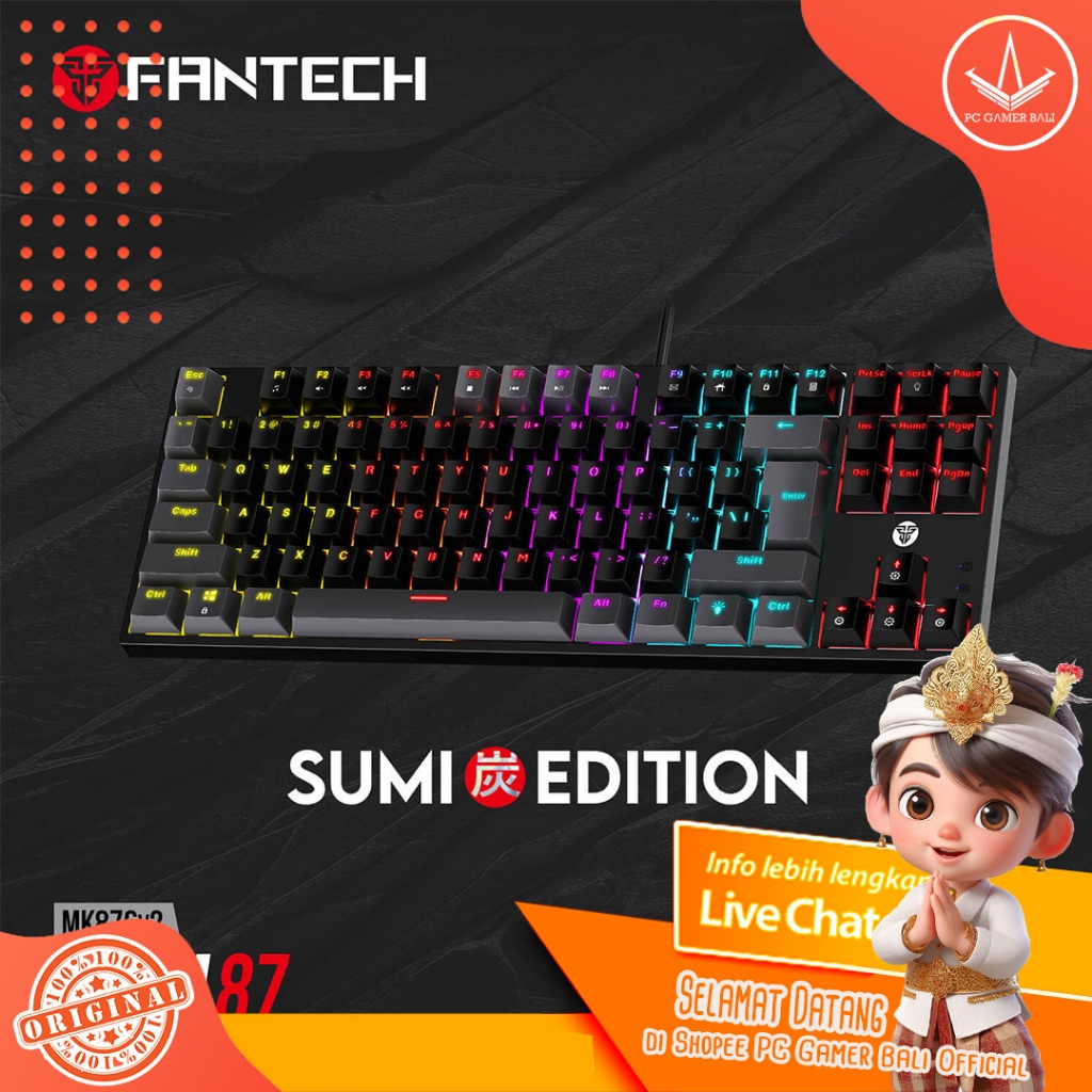 Jual Keyboard Gaming Fantech ATOM87 MK-876 V2 MK876 V2 Sumi Edition TKL ...