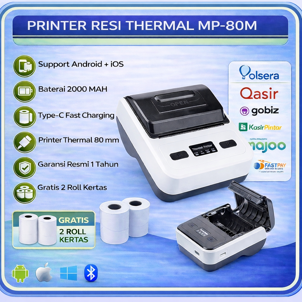 Jual Printer Thermal 80MM Bluetooth + USB Cetak Resi | Shopee Indonesia