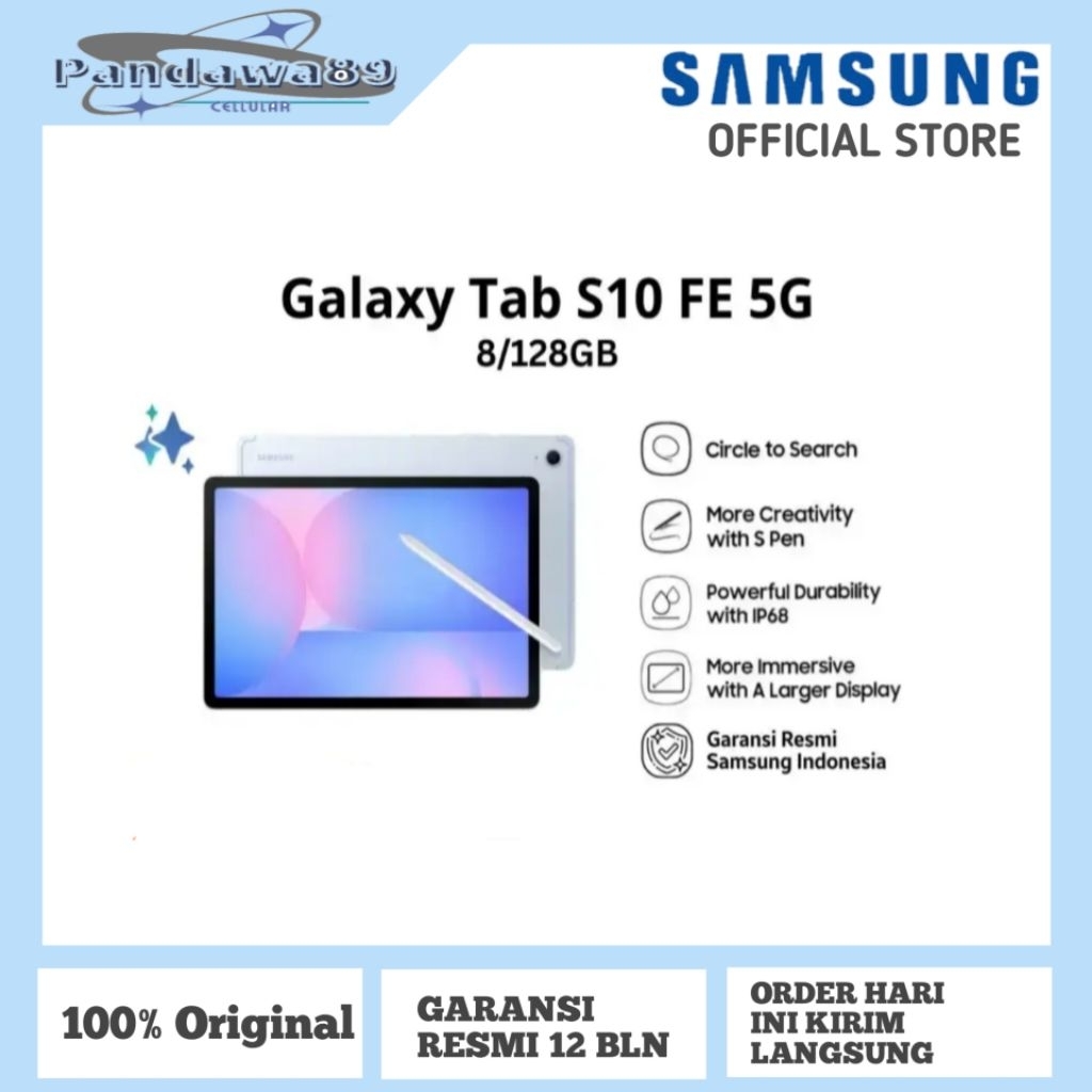 Jual Samsung Galaxy Tab S10 FE 5G 8/128GB Garansi Resmi 1 Tahun ...