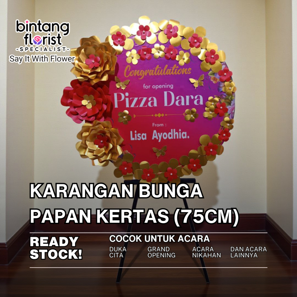 Jual Karangan Bunga Papan Kertas Bulat Diameter 75cm Model Elegan untuk ...