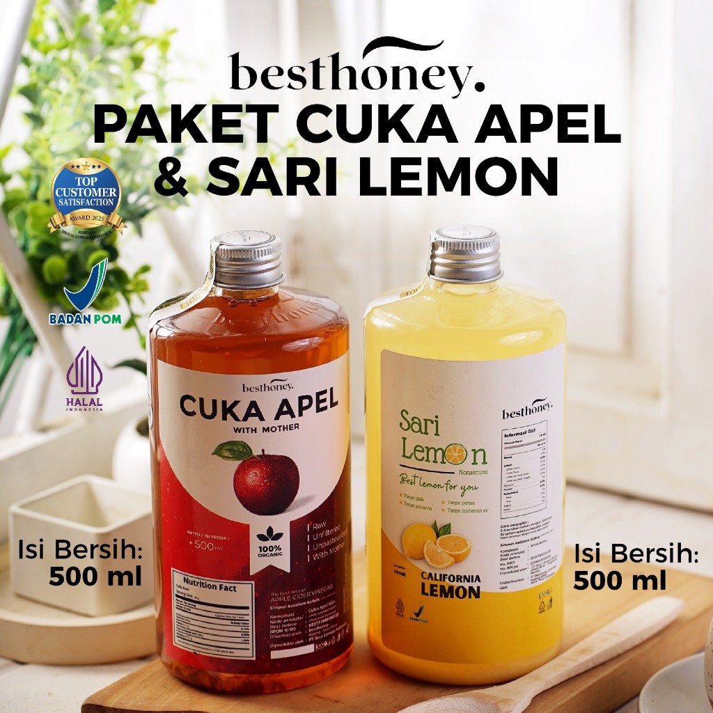 Jual Best Honey Paket Cuka Apel With Mothers 500ml dan Sari Lemon 500ml ...