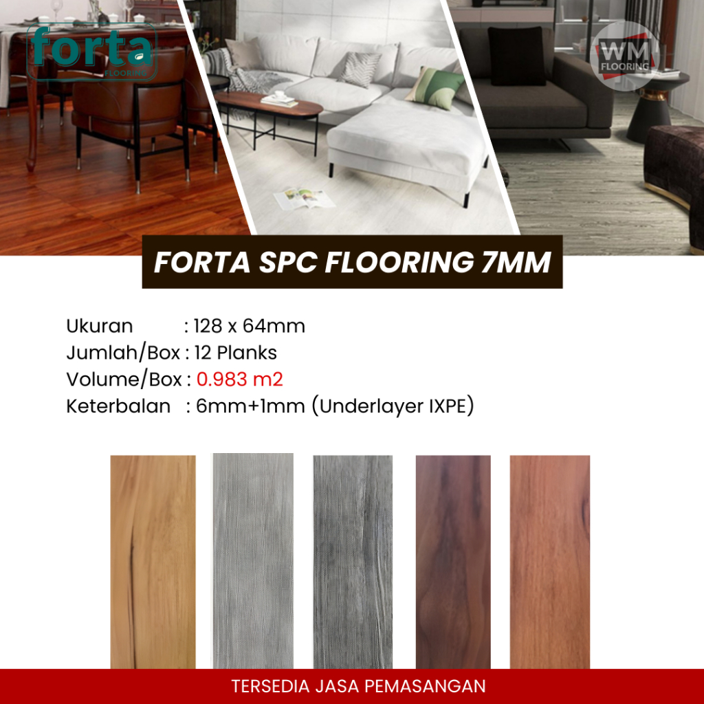 Jual SPC LANTAI 7mm Premium / SPC FLOORING with IXPE Foam Isi Per box ...