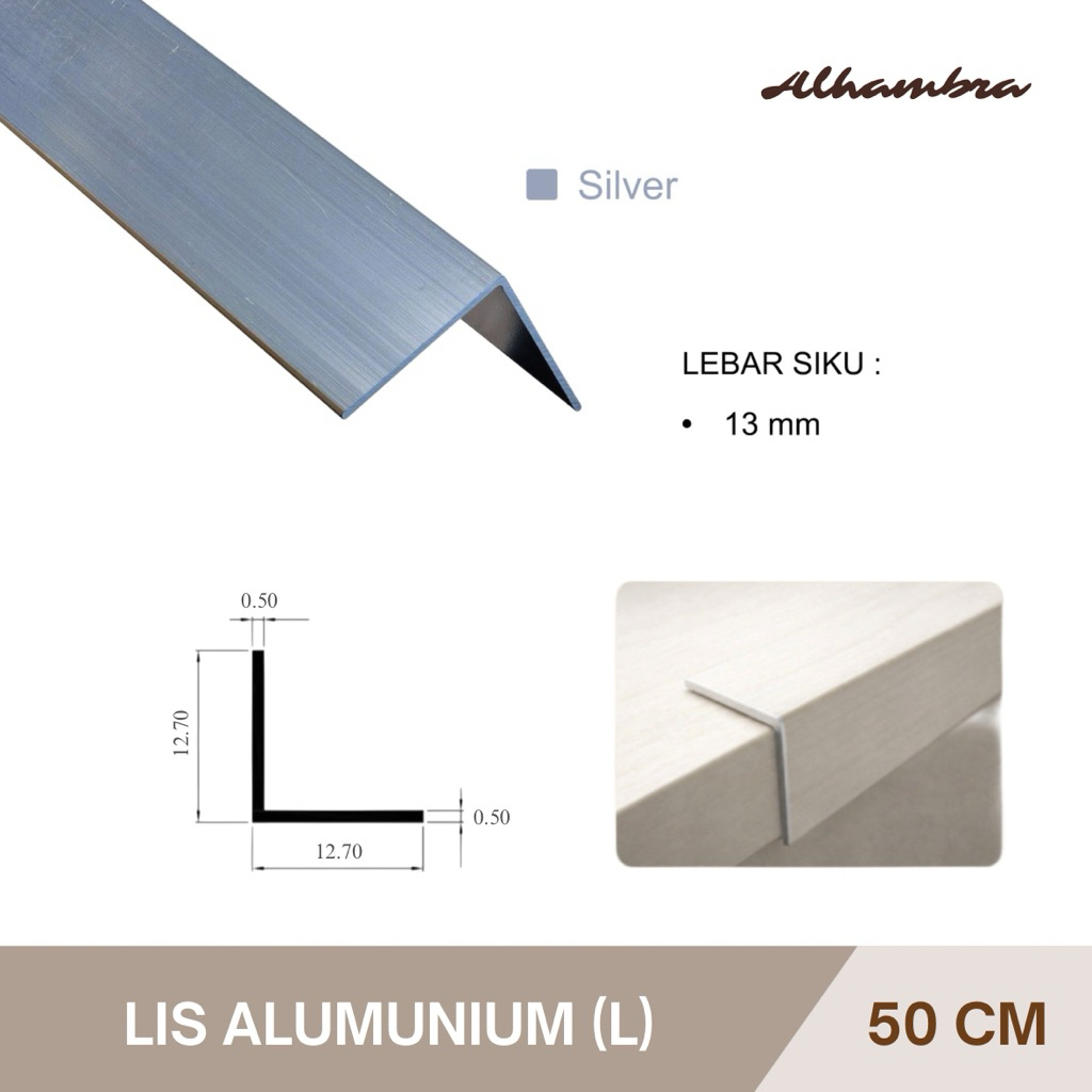 Jual Lis Siku L Alumunium Tipis 13 mm , Lis Equal Angle - 50 cm ...