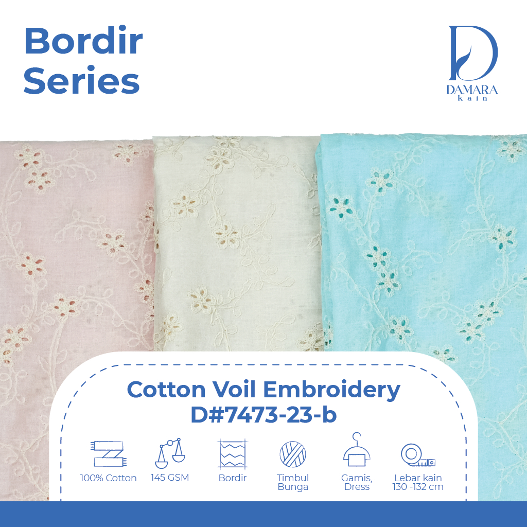 Jual Kain Cotton Voil Embroidery D##7473-2B | Shopee Indonesia