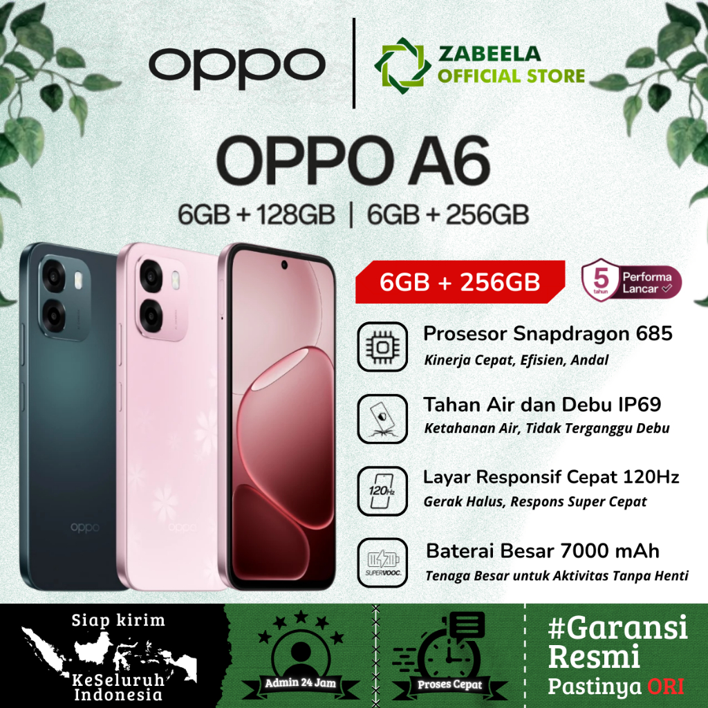 Jual Oppo A6 4G 6/128GB 6/256GB Layar 6.75" 120Hz, Baterai 7000mAh 45W HP Oppo Terbaru 2026 ...