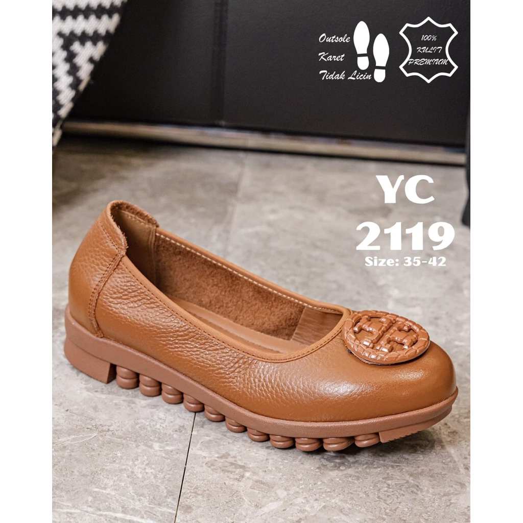Jual *TORY BURCH YC-2119 Leather Logo Flat* | Shopee Indonesia