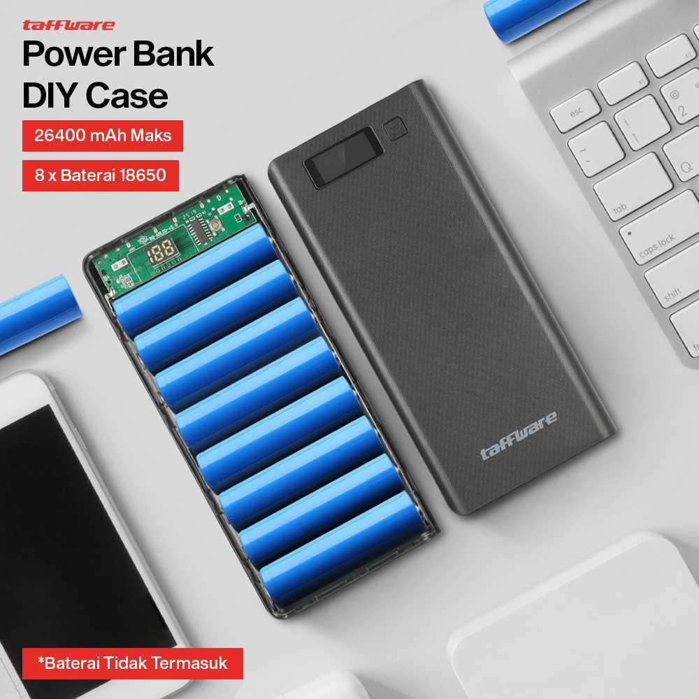 Jual TAFFWARE Casing Power Bank DIY Case 8 PCS 18650 Dual USB Port 2.1A ...