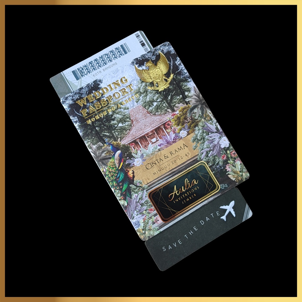 Jual Undangan Pernikahan Passport Poly 3D Emboss Hotprint Emas Timbul ...