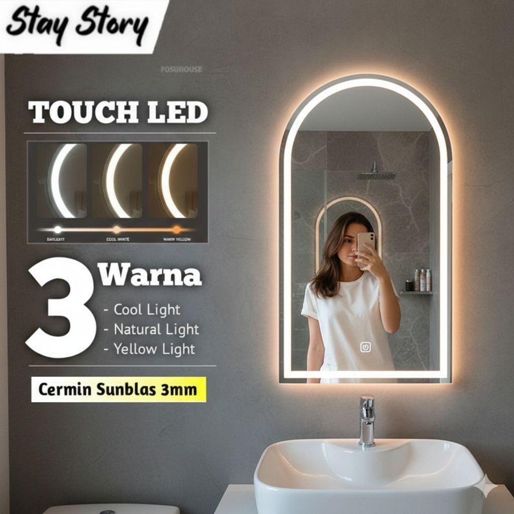 Jual Cermin LED Arch Lengkung | 3 Warna | Rias Lebih Jelas & Ruangan ...
