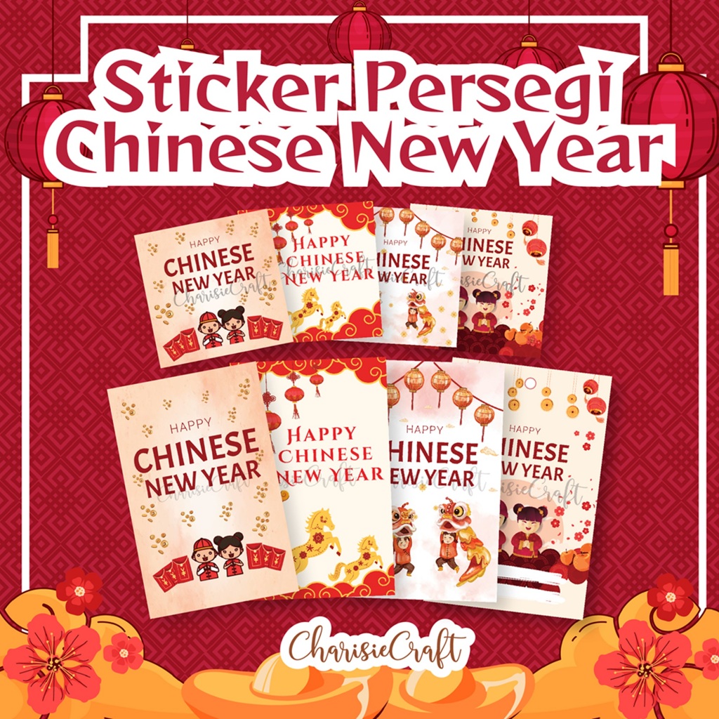 Jual Sticker Persegi Imlek sticker persegi chinese new year cny tahun ...