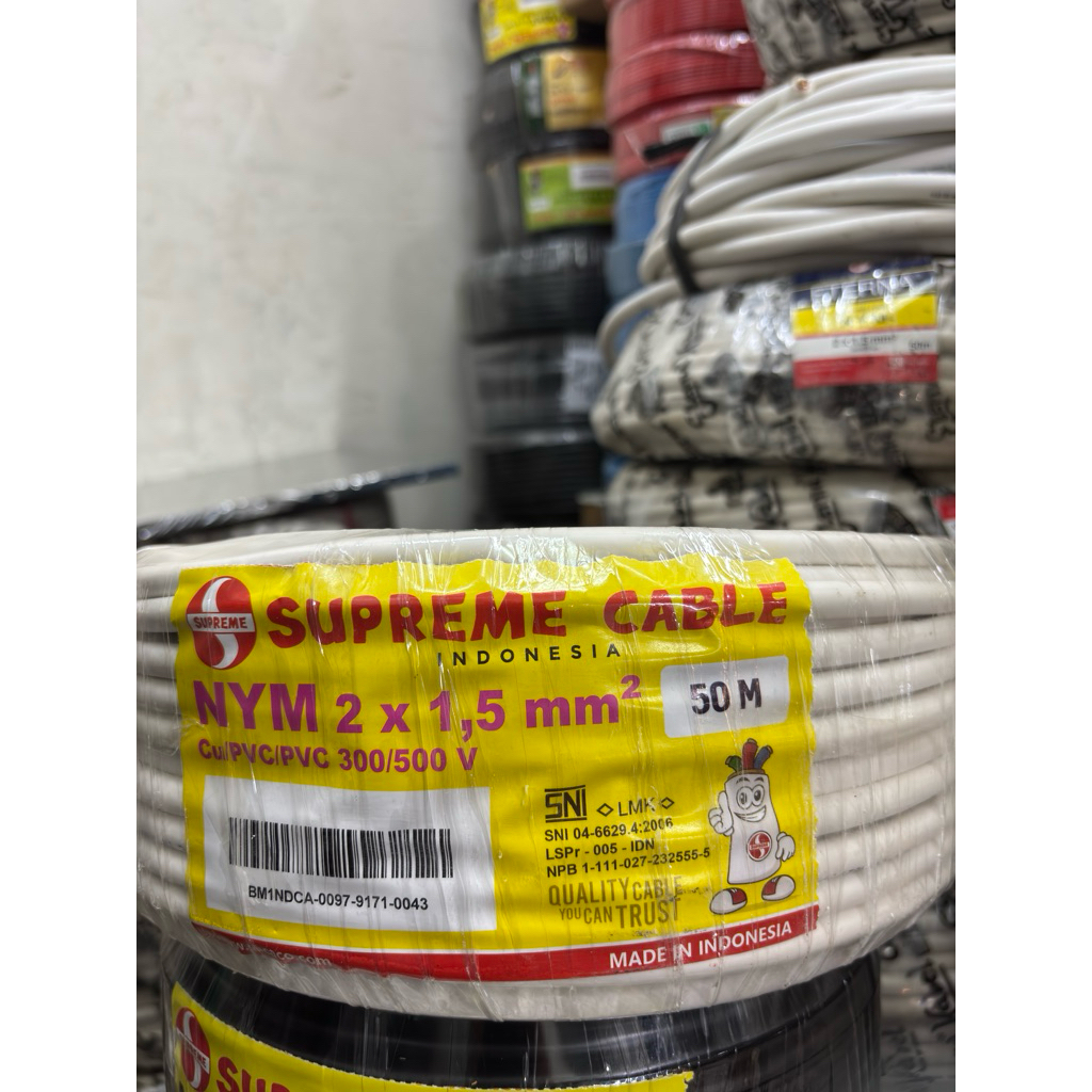 Jual kabel listrik SUPREME 2x1,5 2x1.5 NYM 50meter kawat tembaga NYM ...