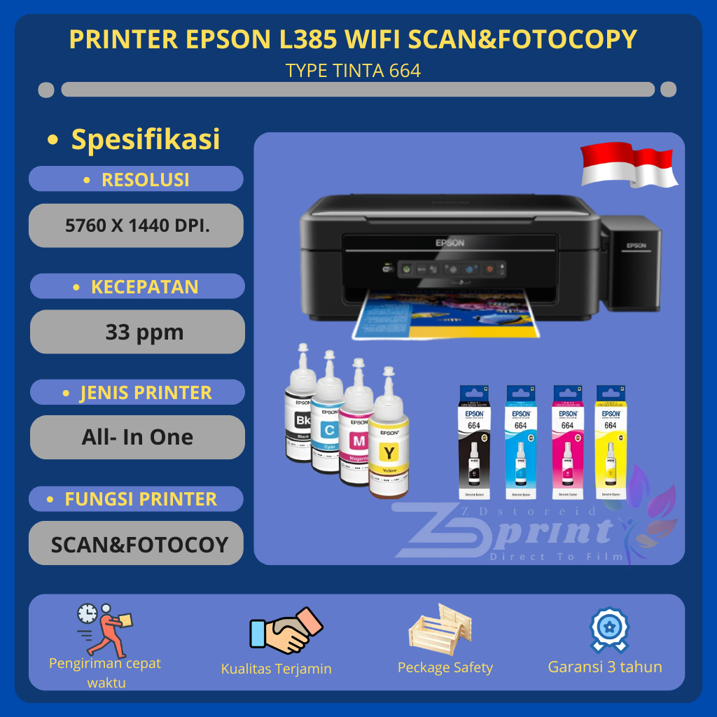 Jual Printer Epson L385 WIFI Scan & Fotocopy | Shopee Indonesia
