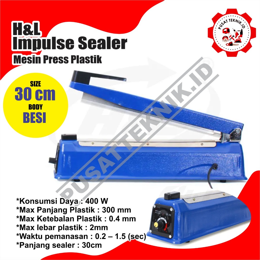 Jual IMPULSE SEALER H&L 30 / 20 CM BODY BESI MESIN PEREKAT PRES PLASTIK ...