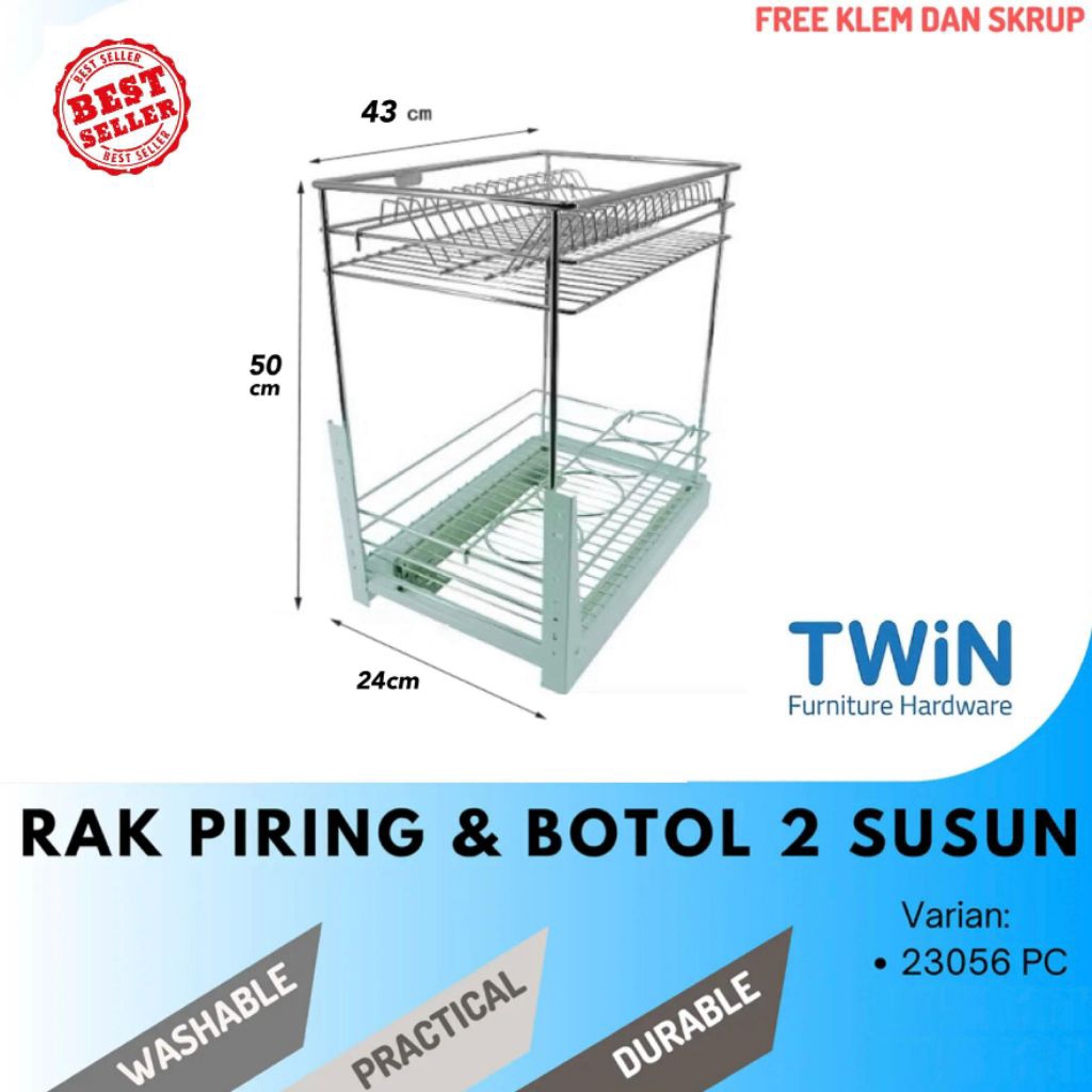 Jual Rak Piring Botol 2 Susun Chrome Stainless Steel TMB 23056 Merk ...