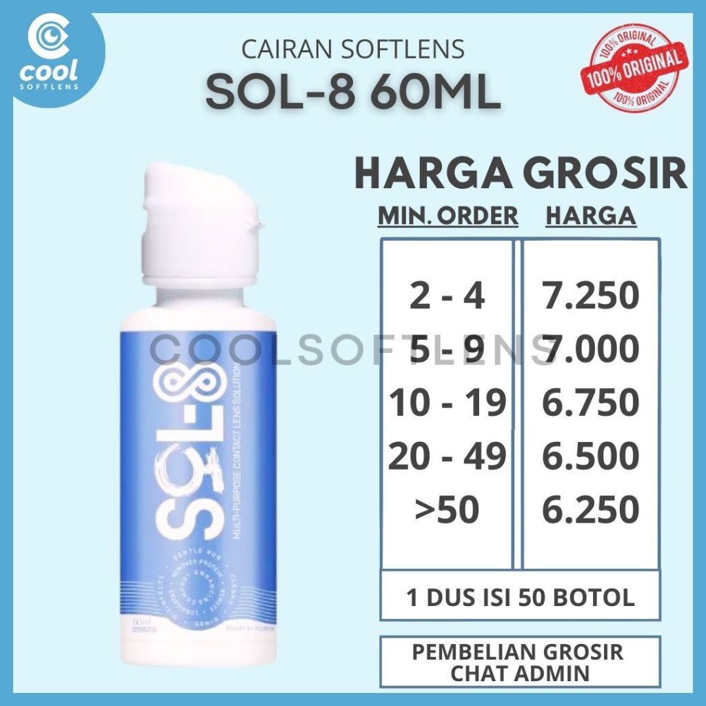 Jual (HARGA GROSIR) Air Softlens X2 SOL-8 60ml / Cairan Softlens SOL 8 ...