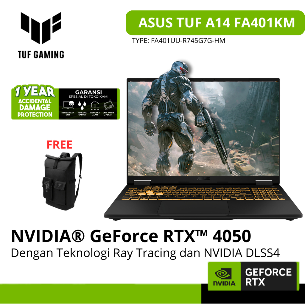 Jual ASUS TUF A14 FA401UU GeForce RTX4050 6GB - AMD Ryzen 7 8845HS RAM ...