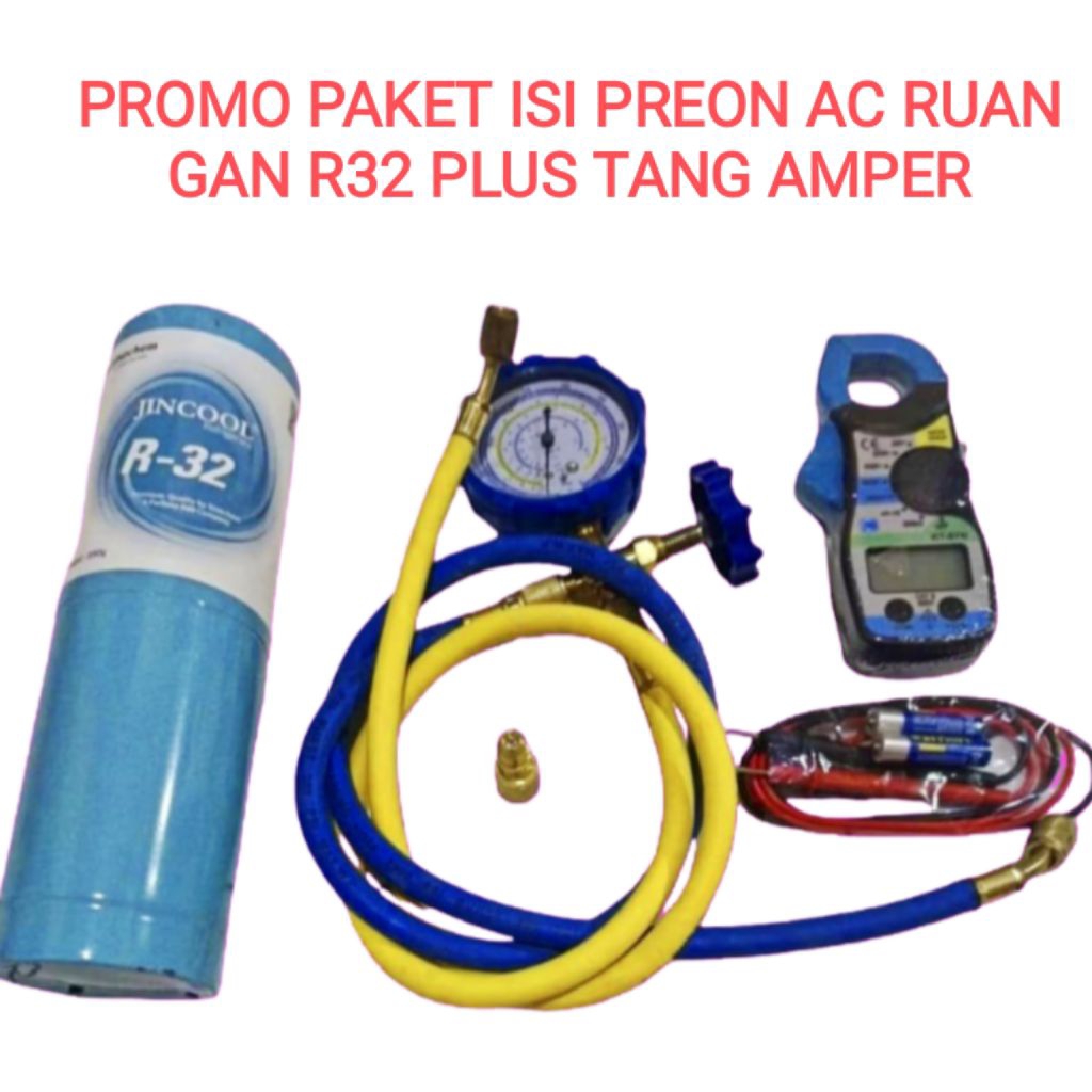Jual PAKET ISI REFRIGERANT AC PREON R32 JINCOL+ TANG AMPERE PAKAI ...